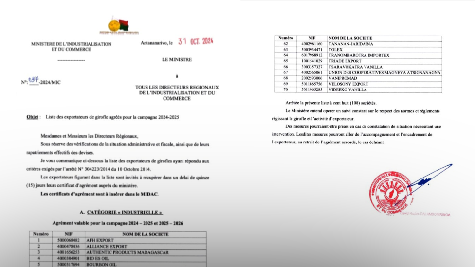 Clove Exports : Accreditation for the 2024-2025 Campaign